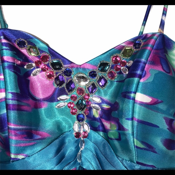 Blondie Nites | Dresses | Blondie Nites By Stacy Sklar Blue Long Prom ...